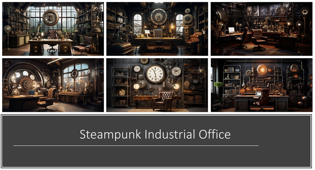Steampunk Industrial | Virtual Background Pack | Backdrop | Office ...