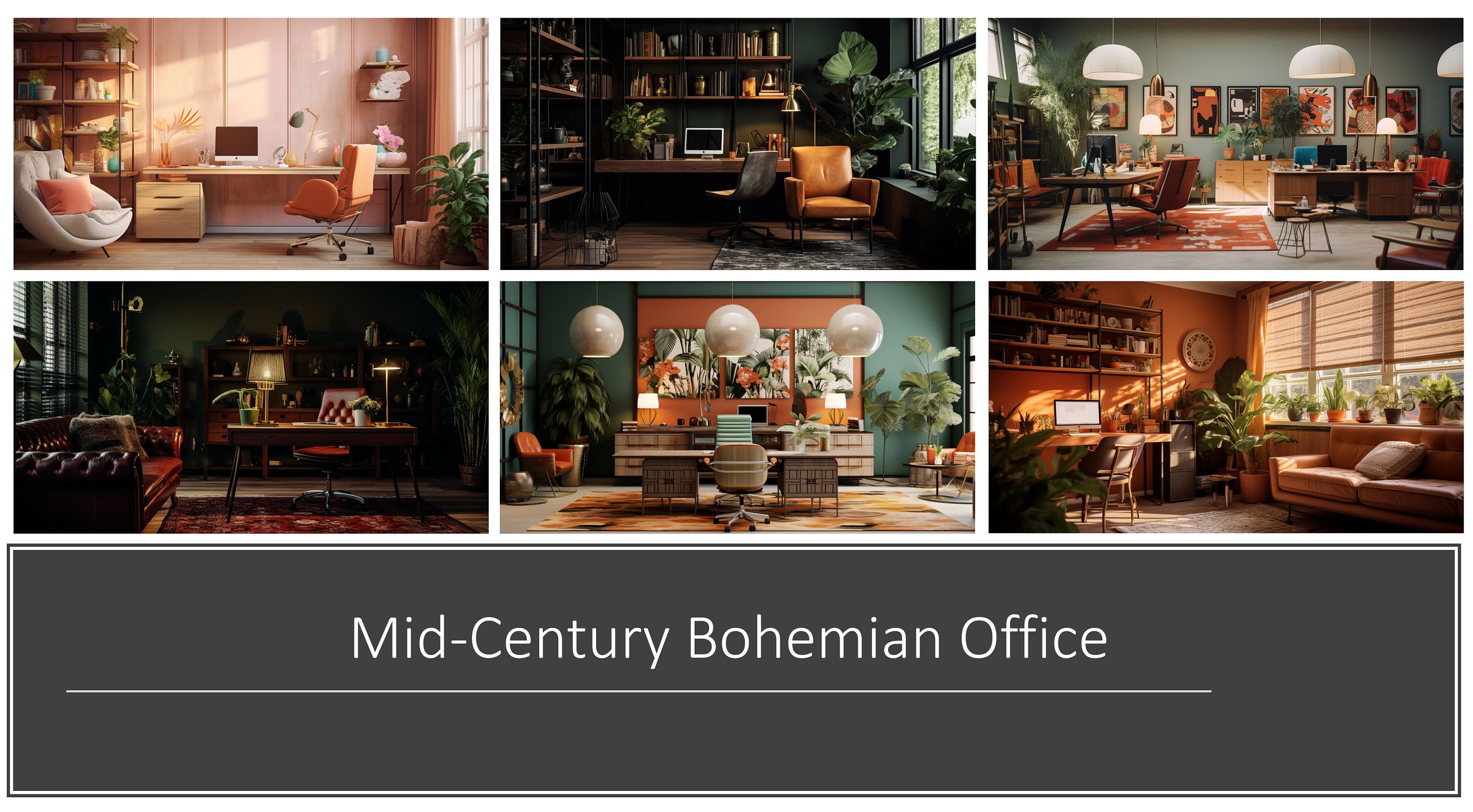 Mid-century Bohemian | Virtual Background Pack | Backdrop | Office ...