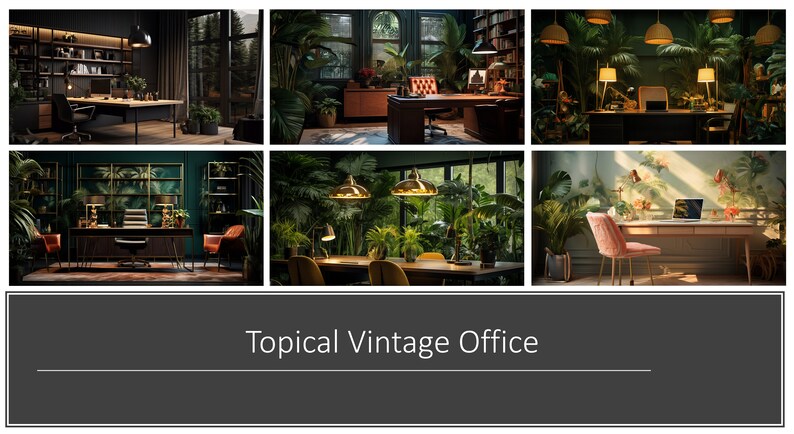 Topical Vintage | Virtual Background Pack | Backdrop | Office ...
