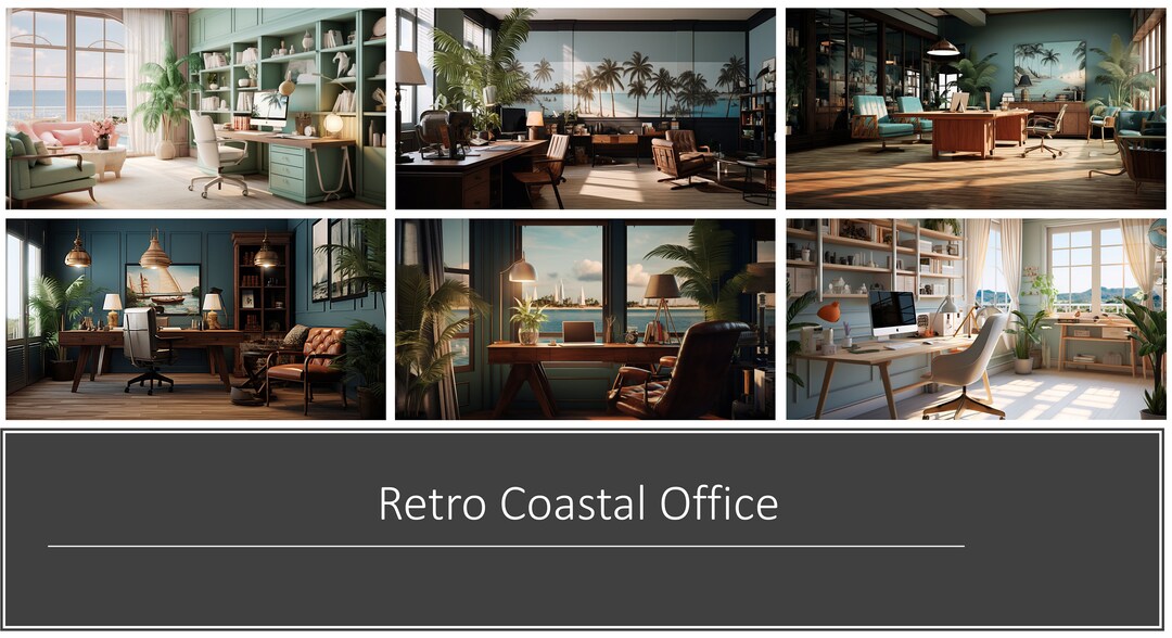 Retro Coastal | Virtual Background Pack | Backdrop | Office Background ...