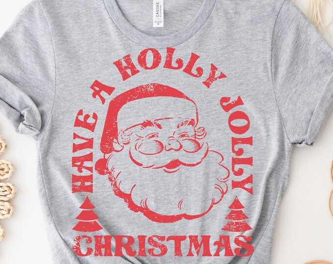 Retro Santa Tee, Santa Tee, Vintage Graphic Tee, Merry Christmas Shirt ...