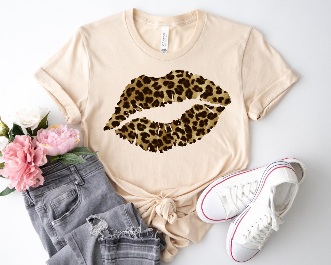 Leopard Lip Shirt, Cheetah Lips Shirt, Lips Kiss Tee, Valentines Day ...
