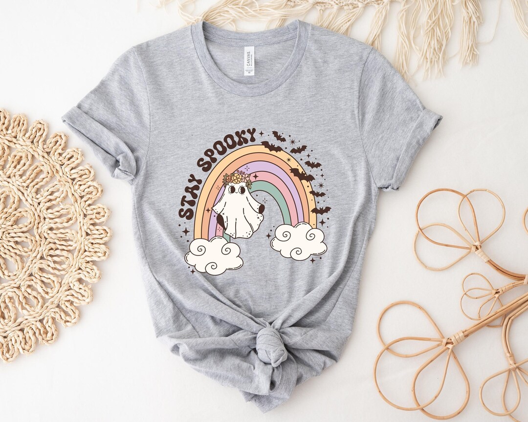 Stay Spooky T-shirt, Halloween Ghost Rainbow Tee - Etsy
