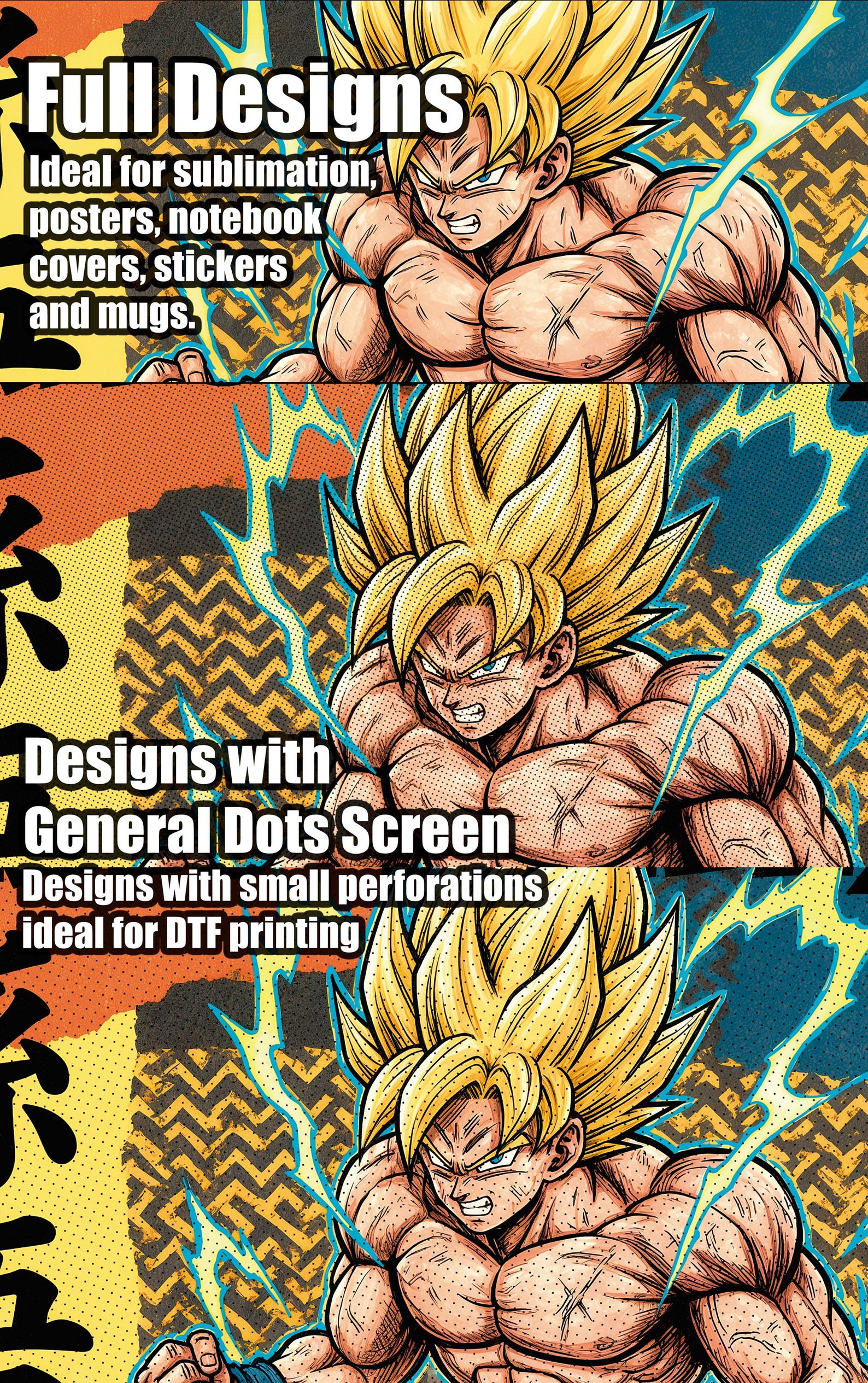 DBZ T-shirt Designs | 90s Anime Streetwear PNG Bundle (digital Download ...