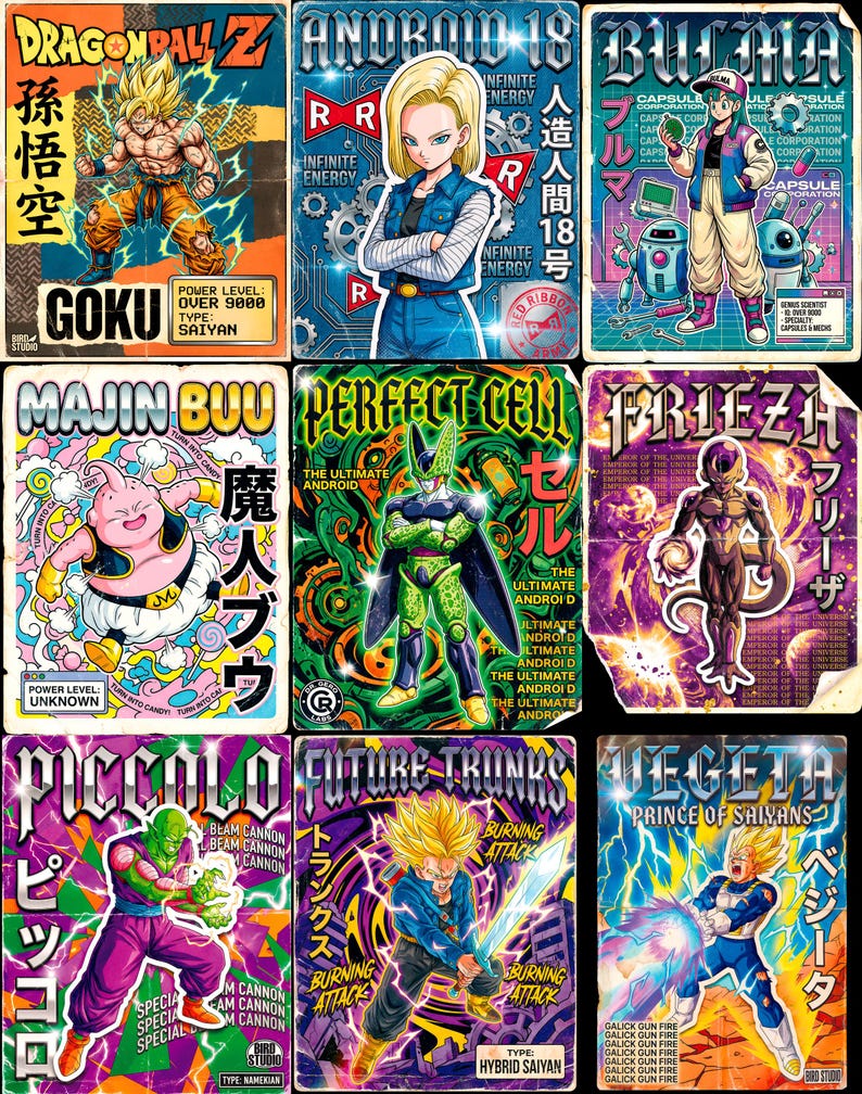 DBZ T-shirt Designs | 90s Anime Streetwear PNG Bundle (digital Download ...
