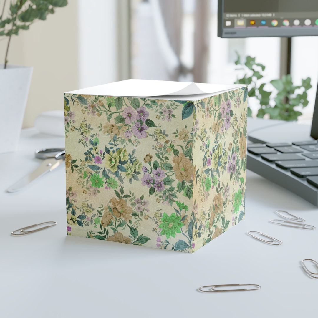 VINTAGE FLORAL Note Cube Vintage Sticky Notes, Floral Sticky Notes ...
