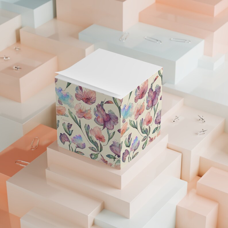 WATERCOLOR FLOWER Note Cube - Sticky Notes, Flower Sticky Notes, Flower ...