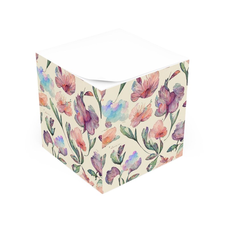 WATERCOLOR FLOWER Note Cube - Sticky Notes, Flower Sticky Notes, Flower ...
