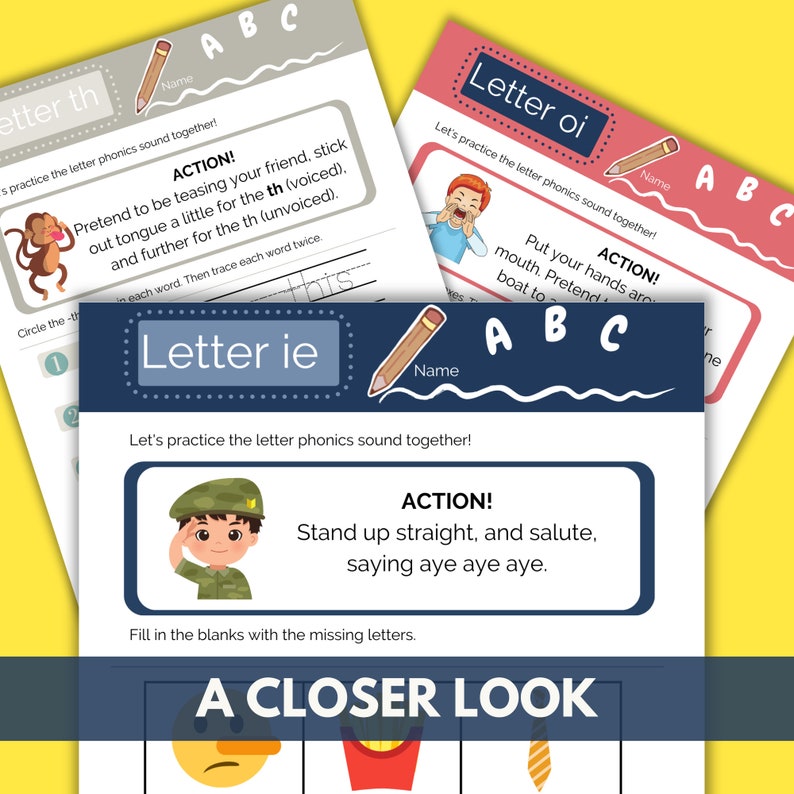 Letter Sounds and Actions Workbook, Phonics Actions , Letter Actions ...