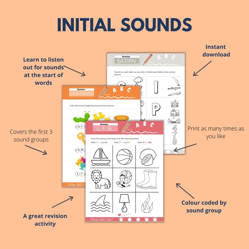 Phonics Activity Sheets, Initial Sounds, Phonics Worksheets, Homeschool ...