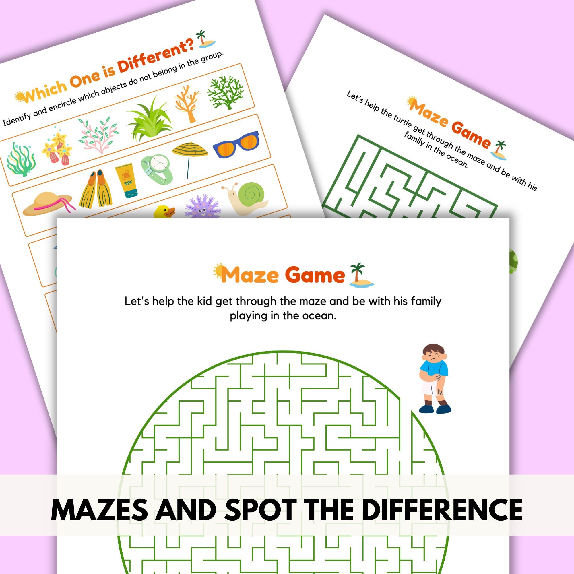 Summer Activity Sheets for Kids, Printable Kids Activity Sheets, Summer ...