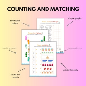 Printable Counting and Matching Activities, Summer Counting and ...