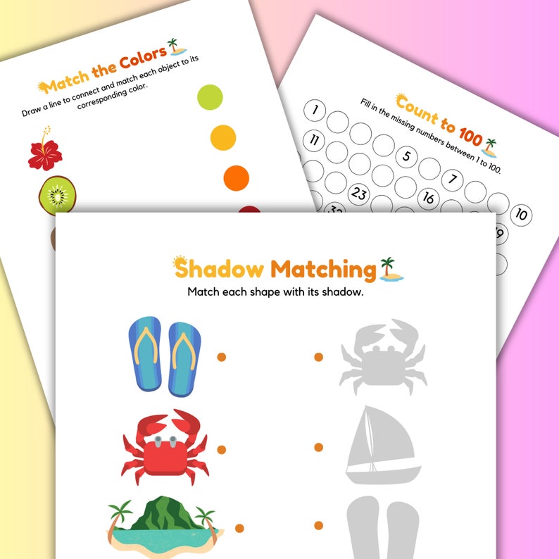 Printable Counting and Matching Activities, Summer Counting and ...