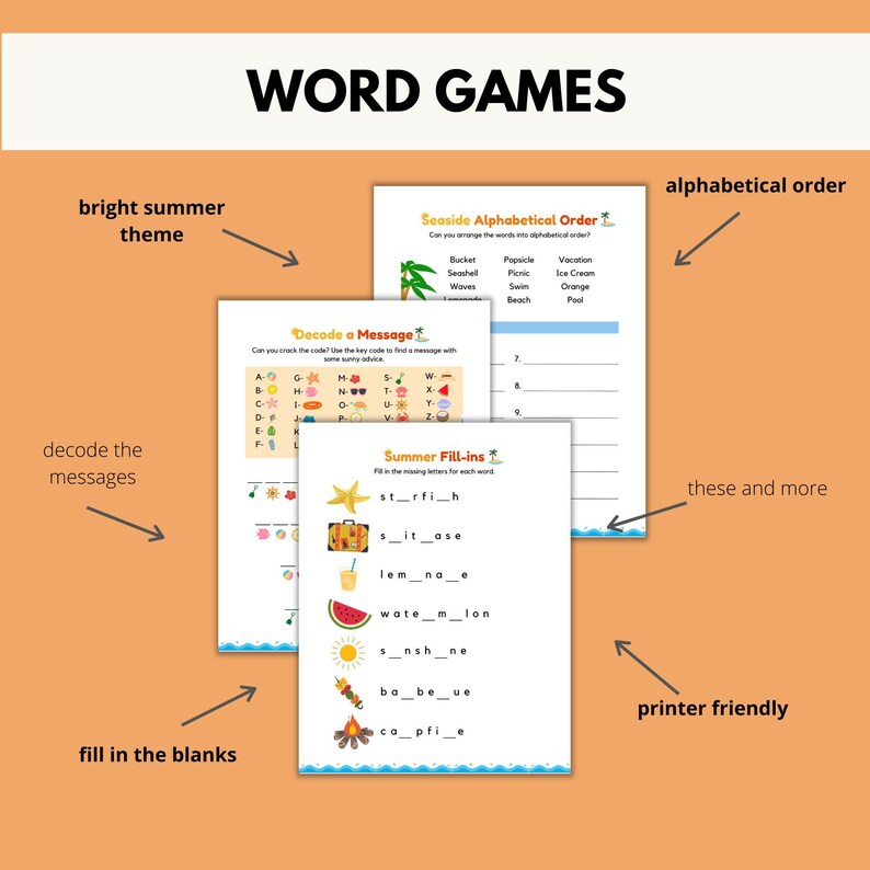 Summer Activity Printables, Letter, Word and Phonics Activities ...
