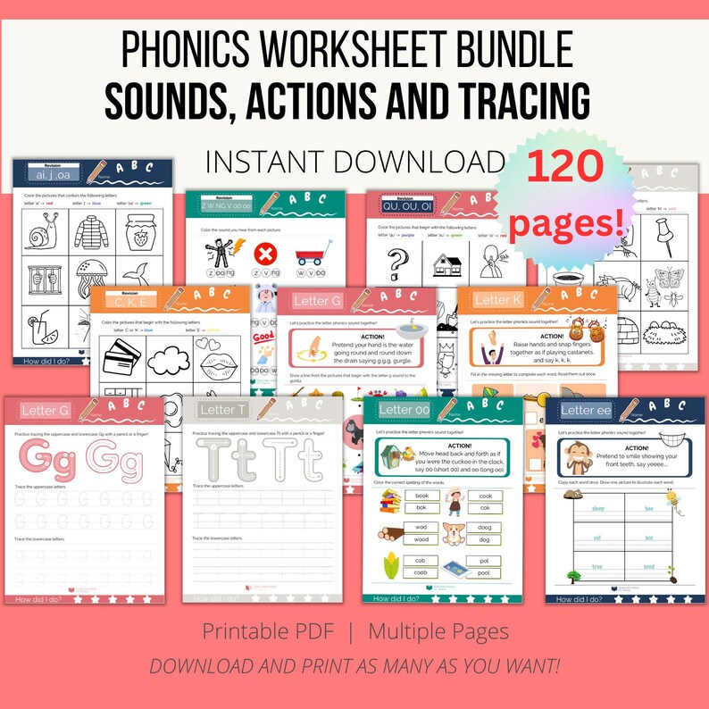 Phonics Bundle, Tracing Activities, Letter Sounds and Actions, Back to ...