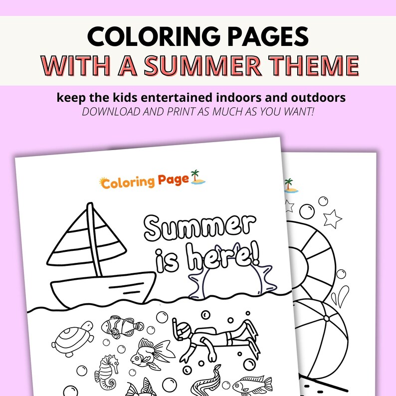 Summer Activity Sheets for Kids, Printable Kids Activity Sheets, Summer ...