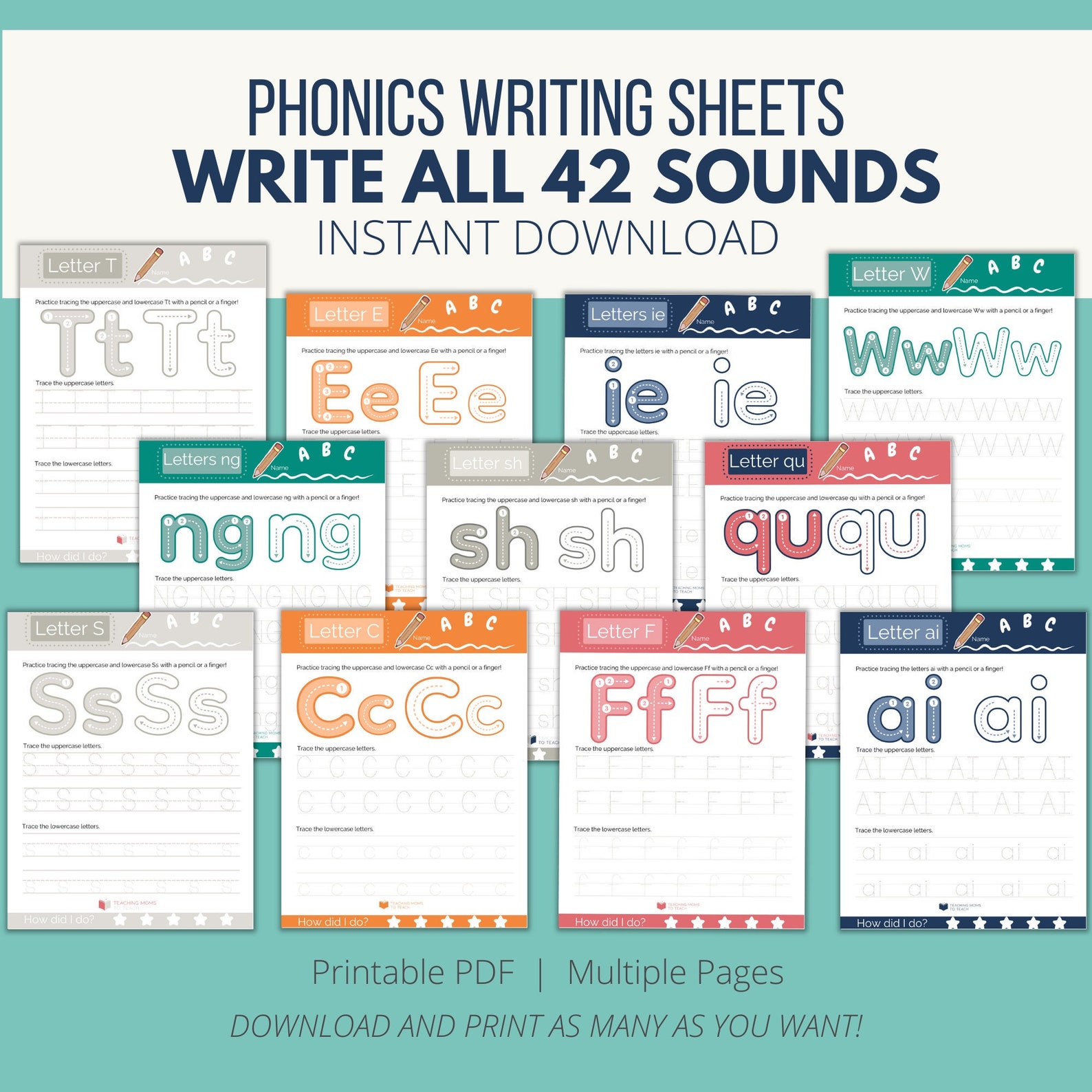 43 Phonics Worksheets, Letter Tracing, Tracing Worksheets, Tracing ...