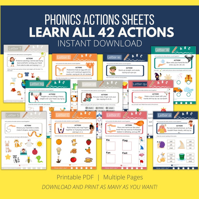 Letter Sounds and Actions Workbook, Phonics Actions , Letter Actions ...