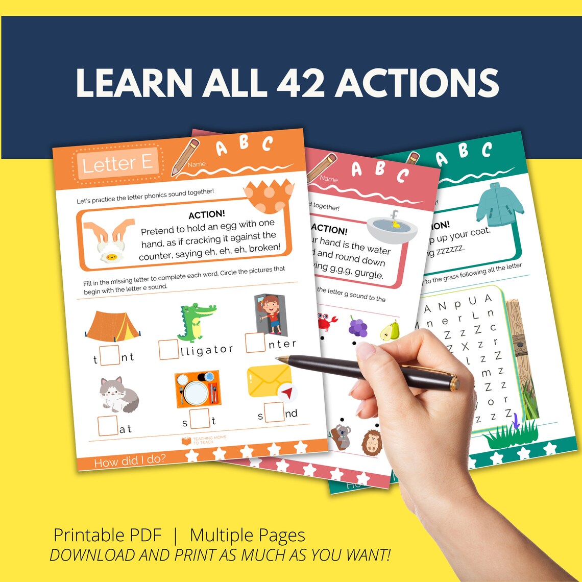 Letter Sounds and Actions Workbook, Phonics Actions , Letter Actions ...