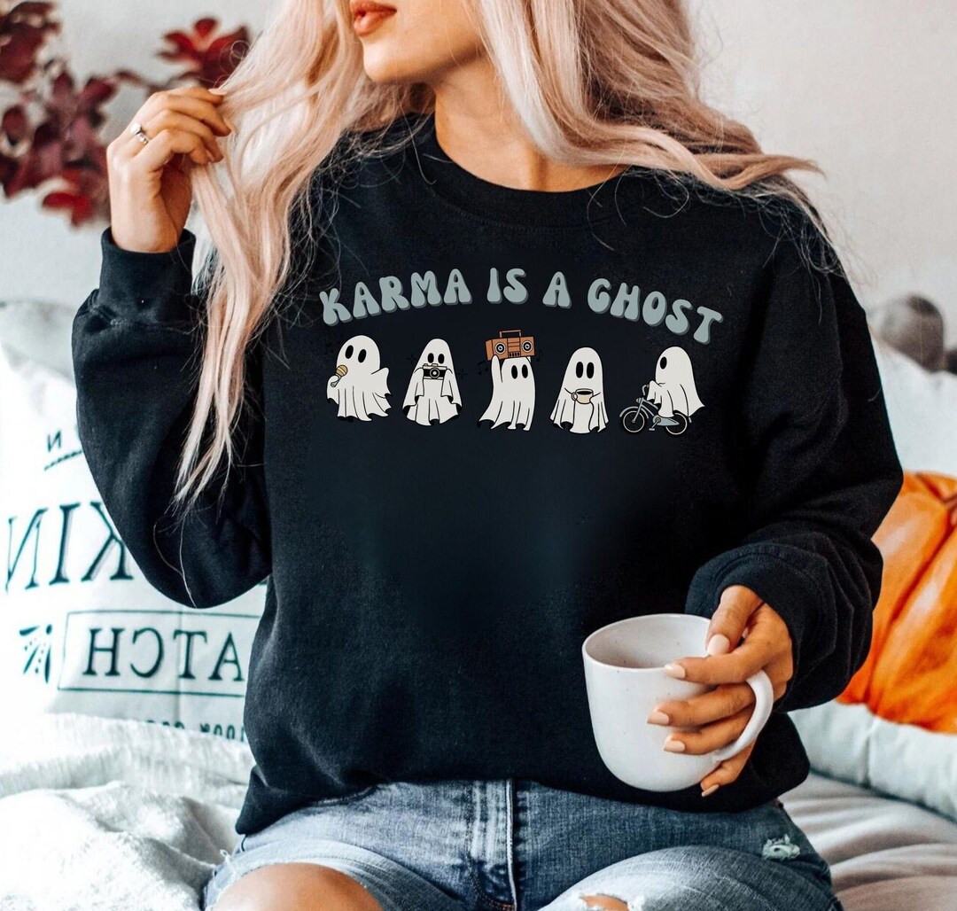 Taylor Swifty Halloween Sweater Karma is A Ghost Sweatshirt - Etsy