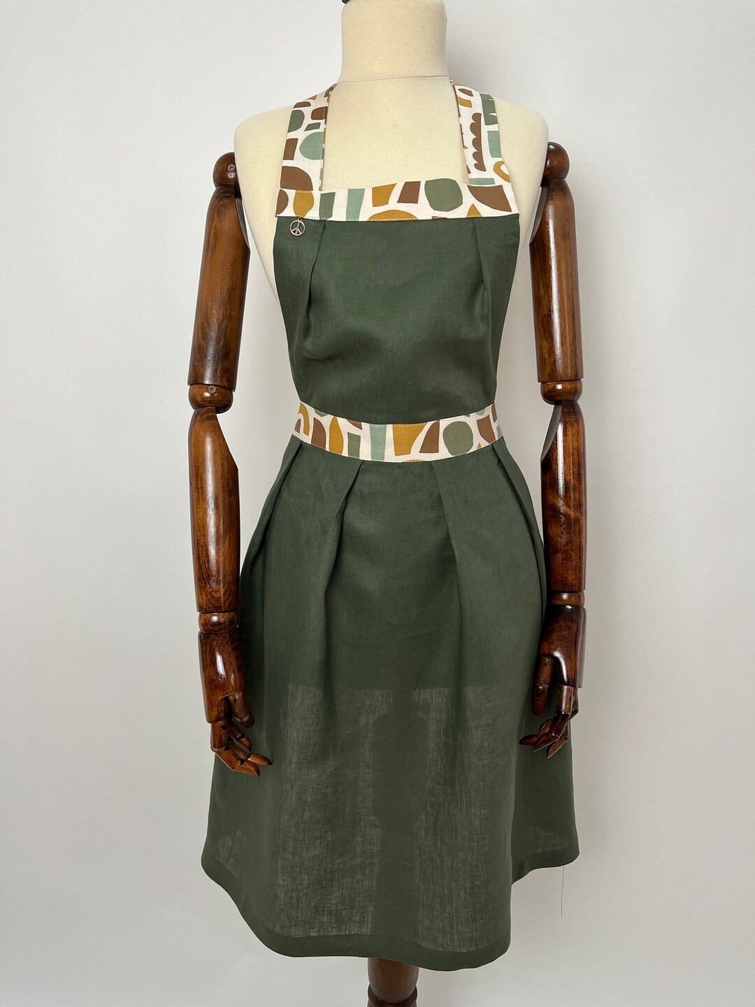 Linen Cooking Apron, Safety Apron, Kitchen Blue Apron, Pastry Apron ...