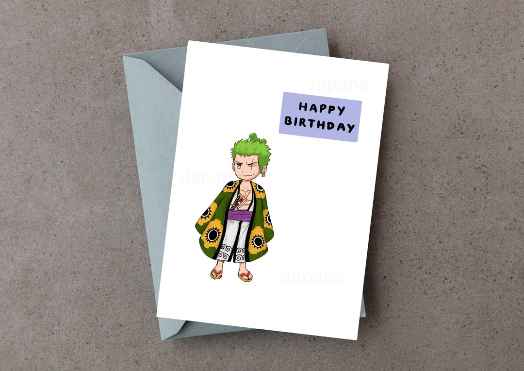 Zoro BIRTHDAY CARD, One Piece, Digital Download PDF - Etsy