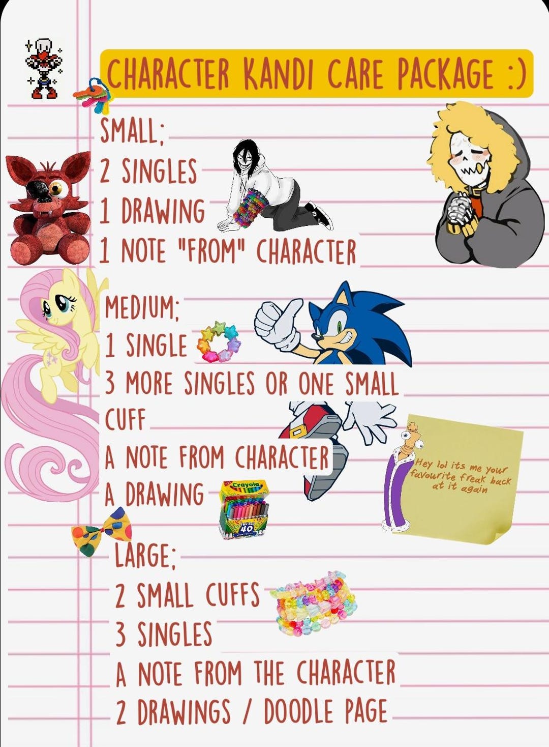 Kandi Character Care Package! - READ DESC - Etsy