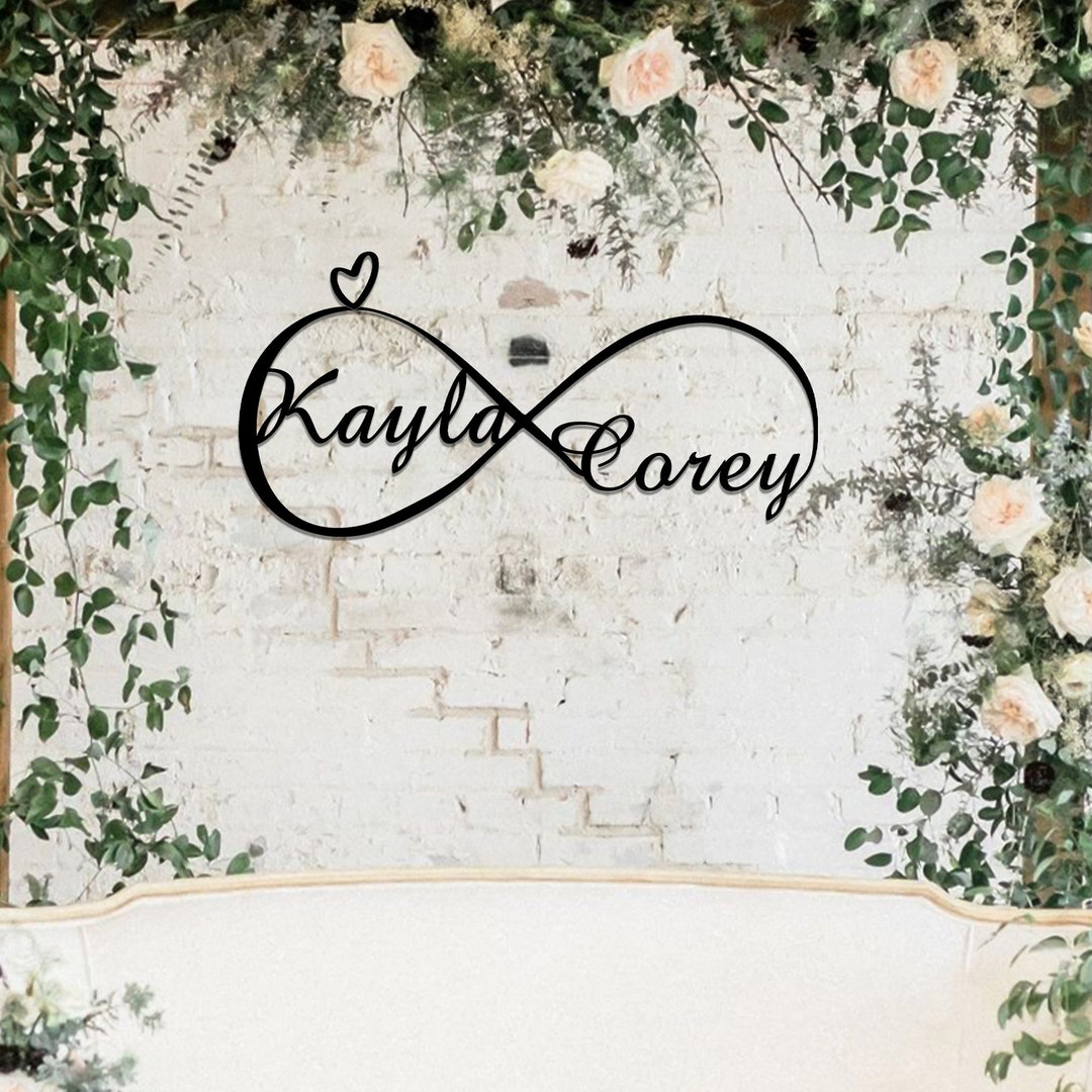 Custom Couples Name Sign Gift for Wedding, Handmade Custom Heart Metal ...