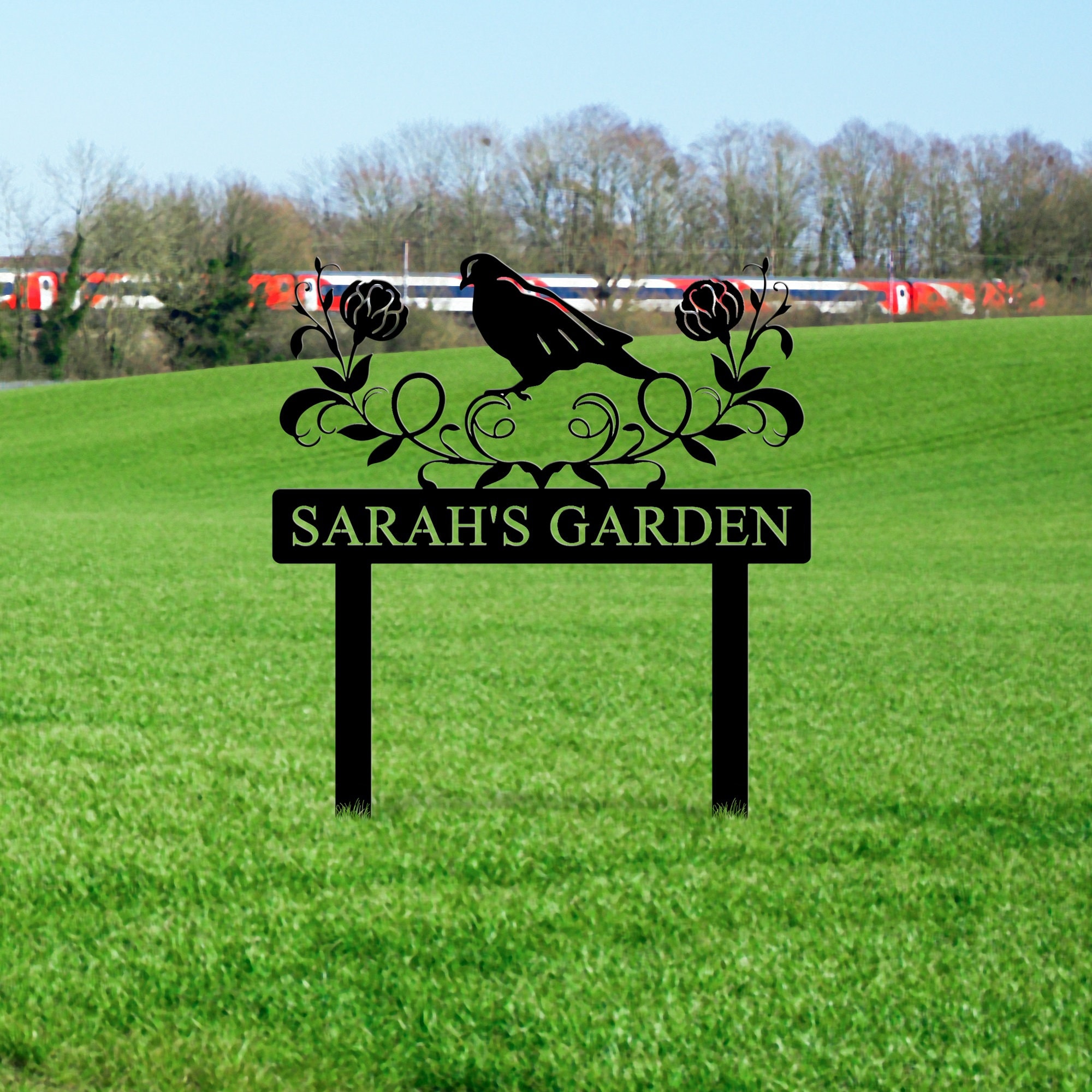 Custom Bird Metal Garden Sign, Metal Garden Sign With Stakes ...