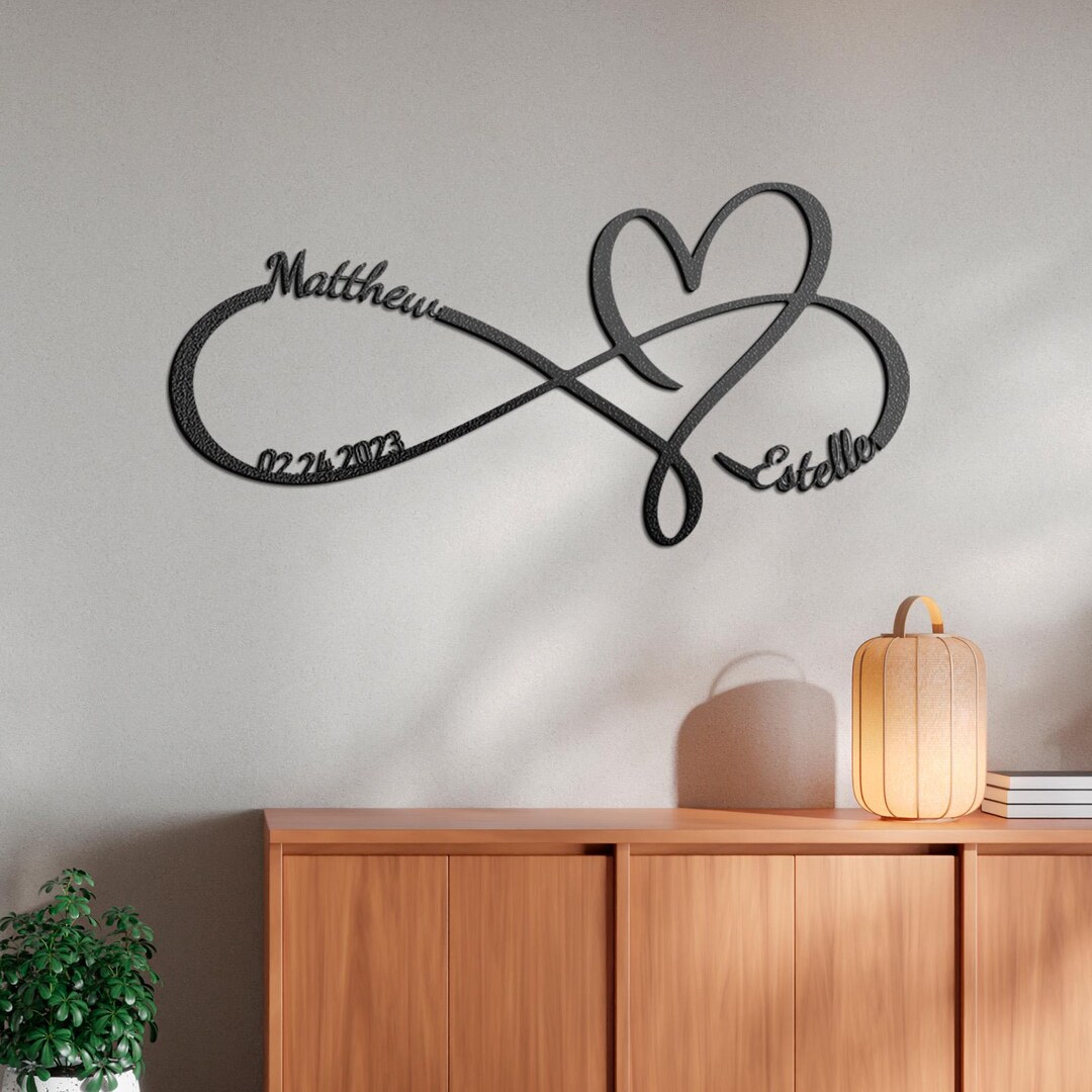 Hearth Couple Name Sign, Personalized Infinity Sign for Love, Custom ...