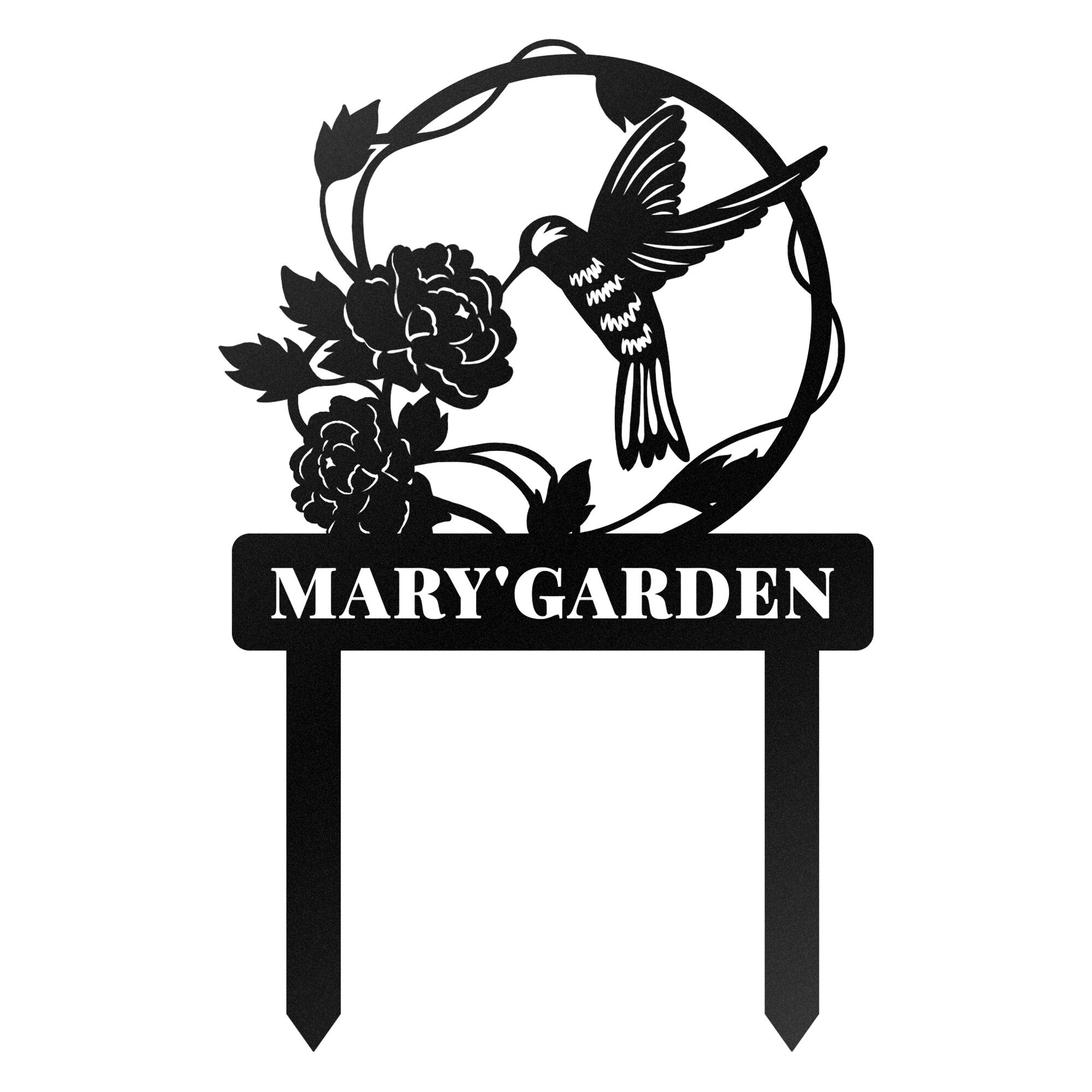 Custom Hummingbird Garden Sign,flower Design Personalized Garden Sign ...