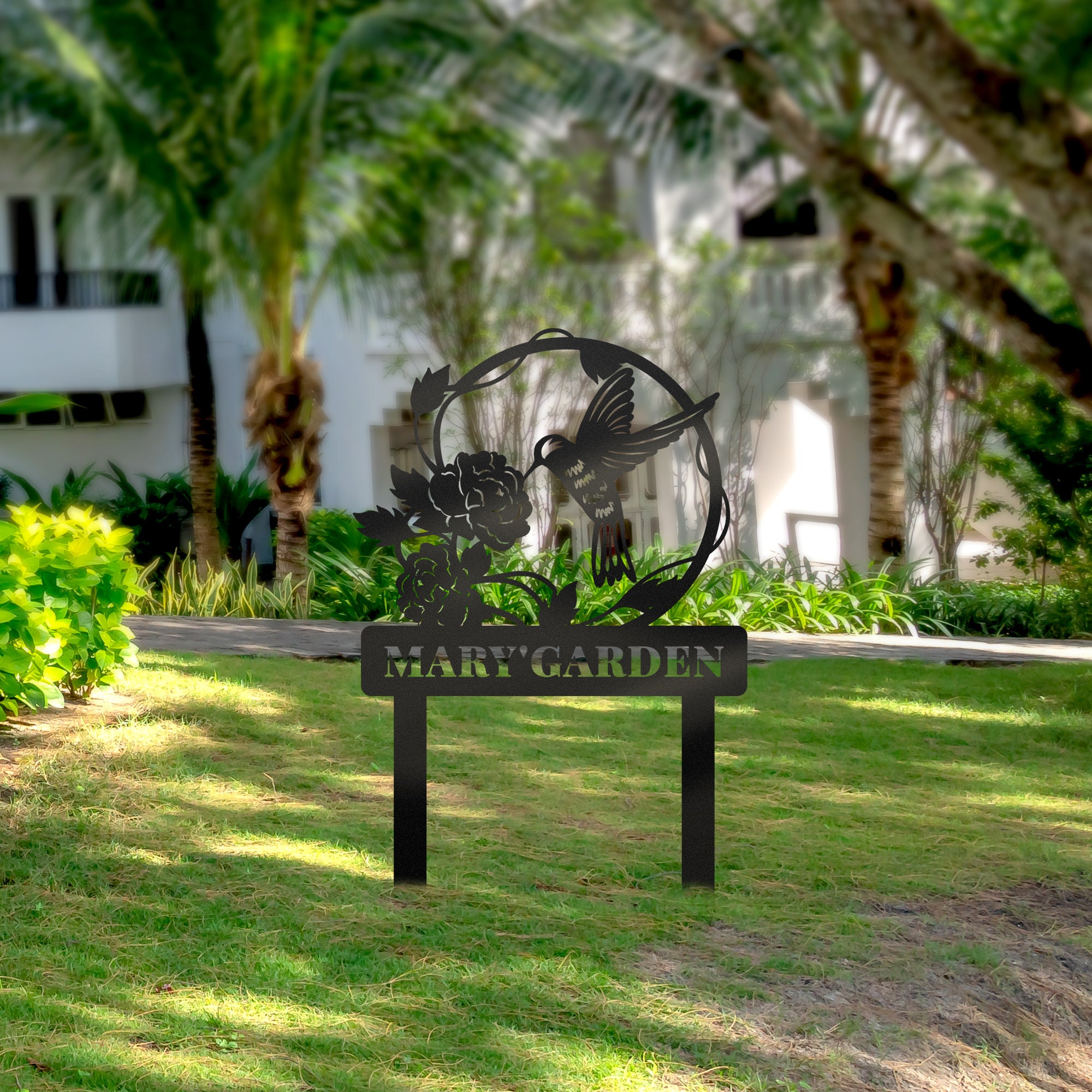 Custom Hummingbird Garden Sign,flower Design Personalized Garden Sign ...