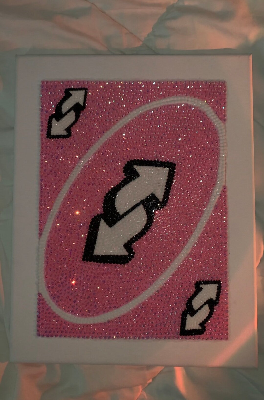 Pink Uno Reverse Rhinestone Canvas Art 28x35cm - Etsy