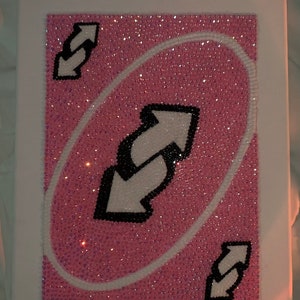 Pink Uno Reverse Rhinestone Canvas Art 28x35cm - Etsy