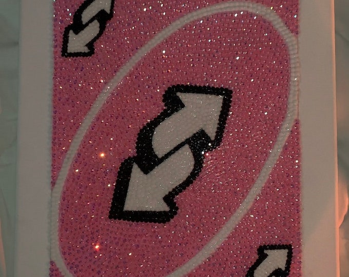 Pink Uno Reverse Rhinestone Canvas Art 28x35cm - Etsy