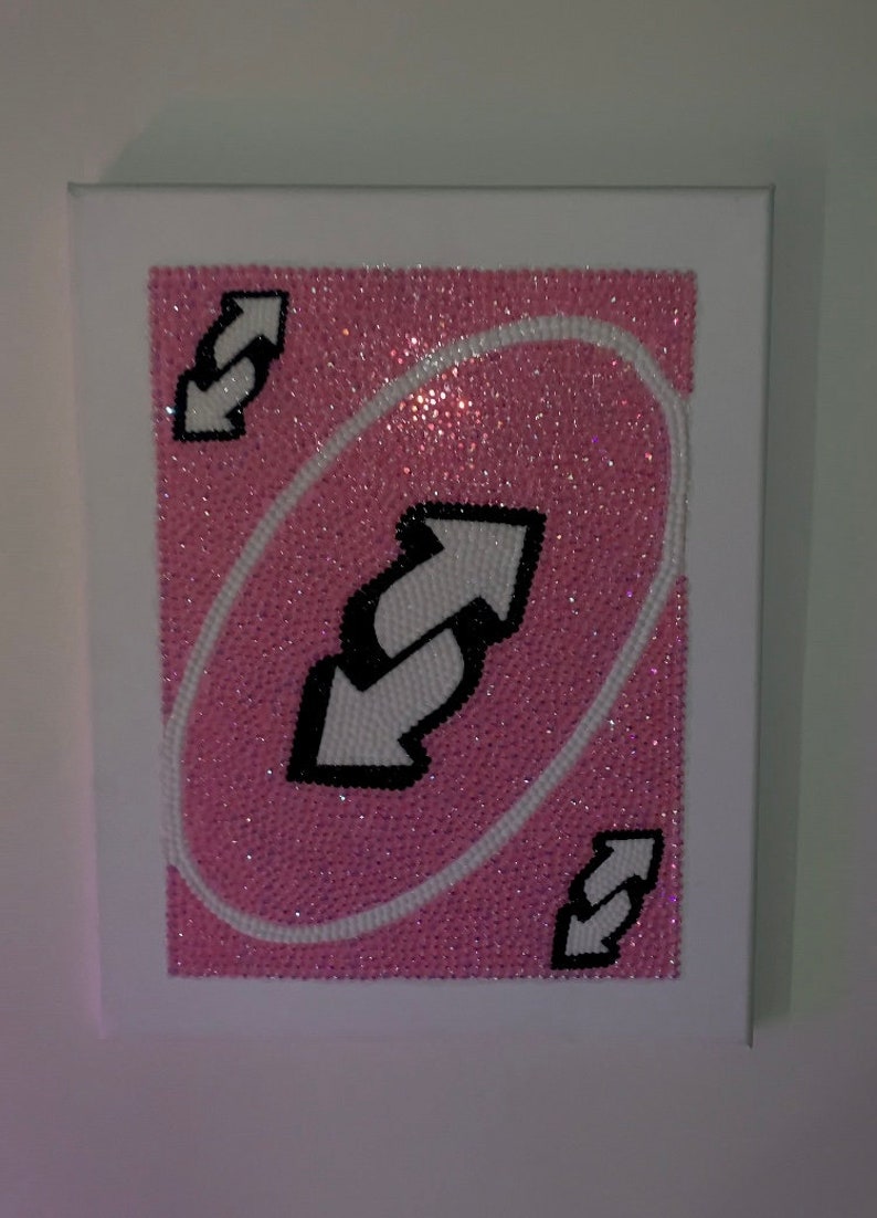 Pink Uno Reverse Rhinestone Canvas Art 28x35cm - Etsy