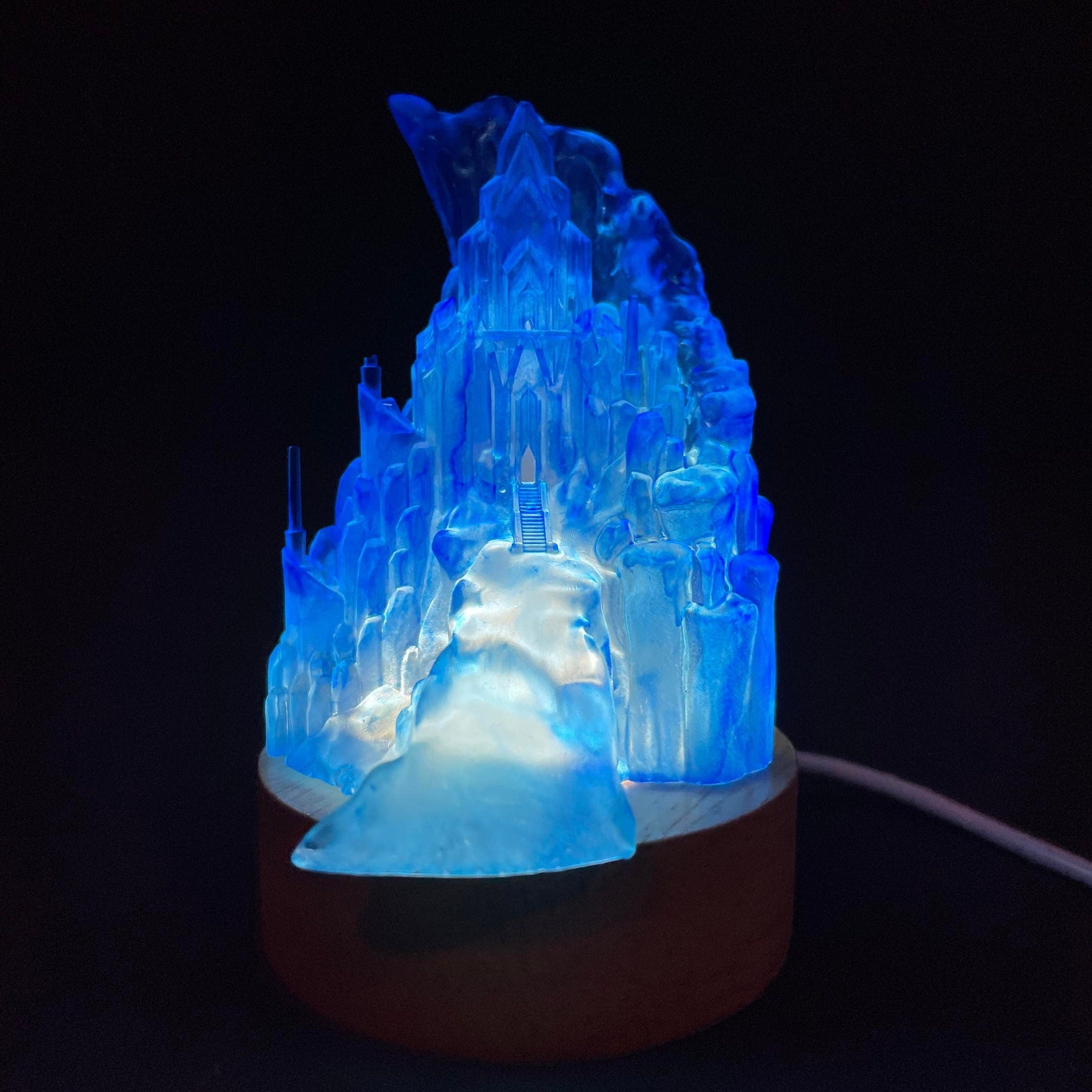 Custom LED Light up Crystal Ice Castle Miniature Display Desktop Figure ...