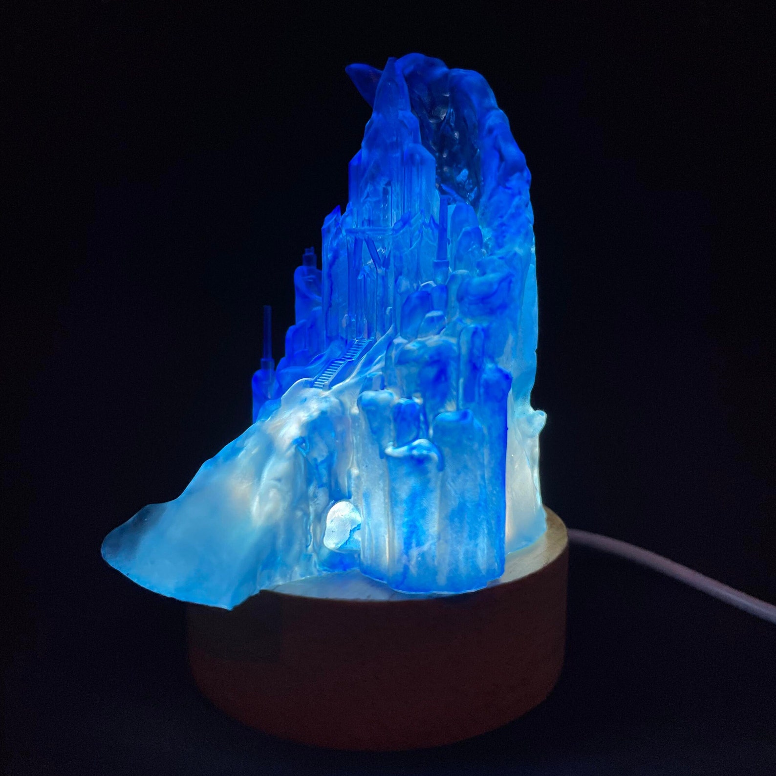 Custom LED Light up Crystal Ice Castle Miniature Display Desktop Figure ...