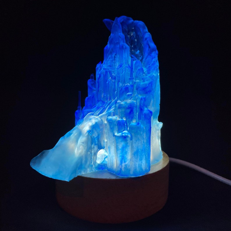 Custom LED Light up Crystal Ice Castle Miniature Display Desktop Figure ...