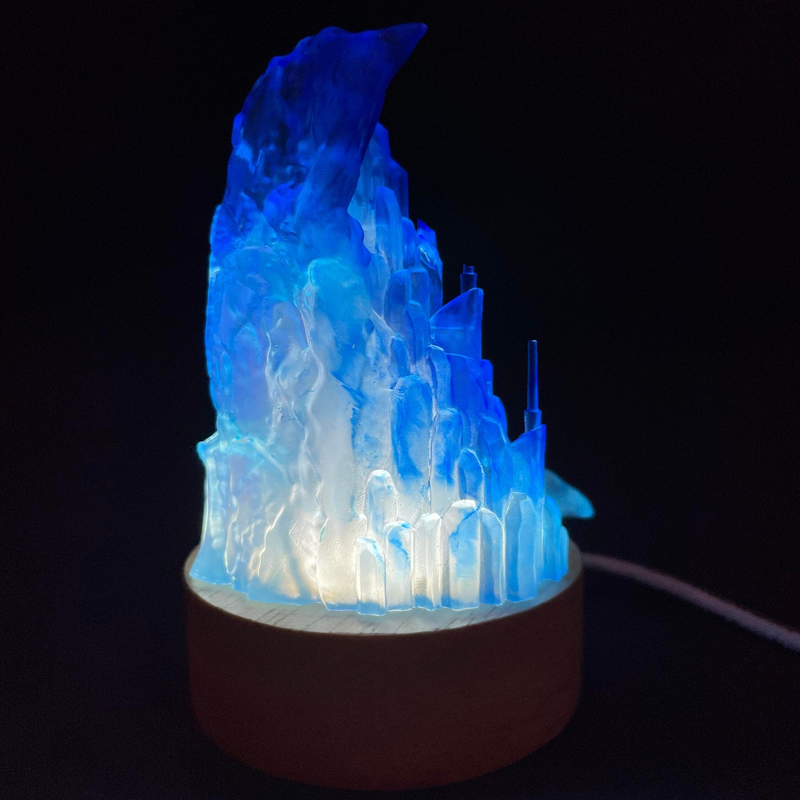 Custom LED Light up Crystal Ice Castle Miniature Display Desktop Figure ...