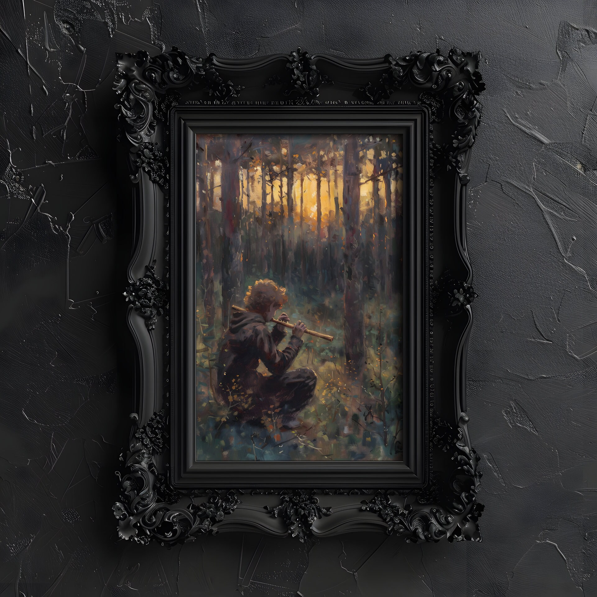 Musician Wood Elf Painting, Art Print Poster, Cottagecore, Fantasy Wall ...