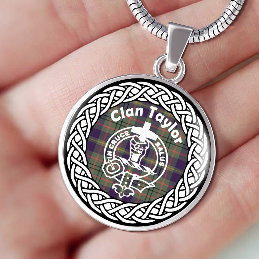 Taylor Crest Scottish Clan Tartan Necklace Circle Jewelry - Etsy