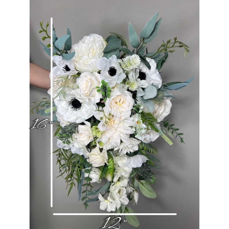 Wedding Bouquet White Anemone Wedding Ivory Anemone Cascade Bouquet ...