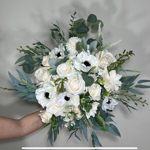 Wedding Bouquet White Anemone Wedding Ivory Anemone Cascade Bouquet ...