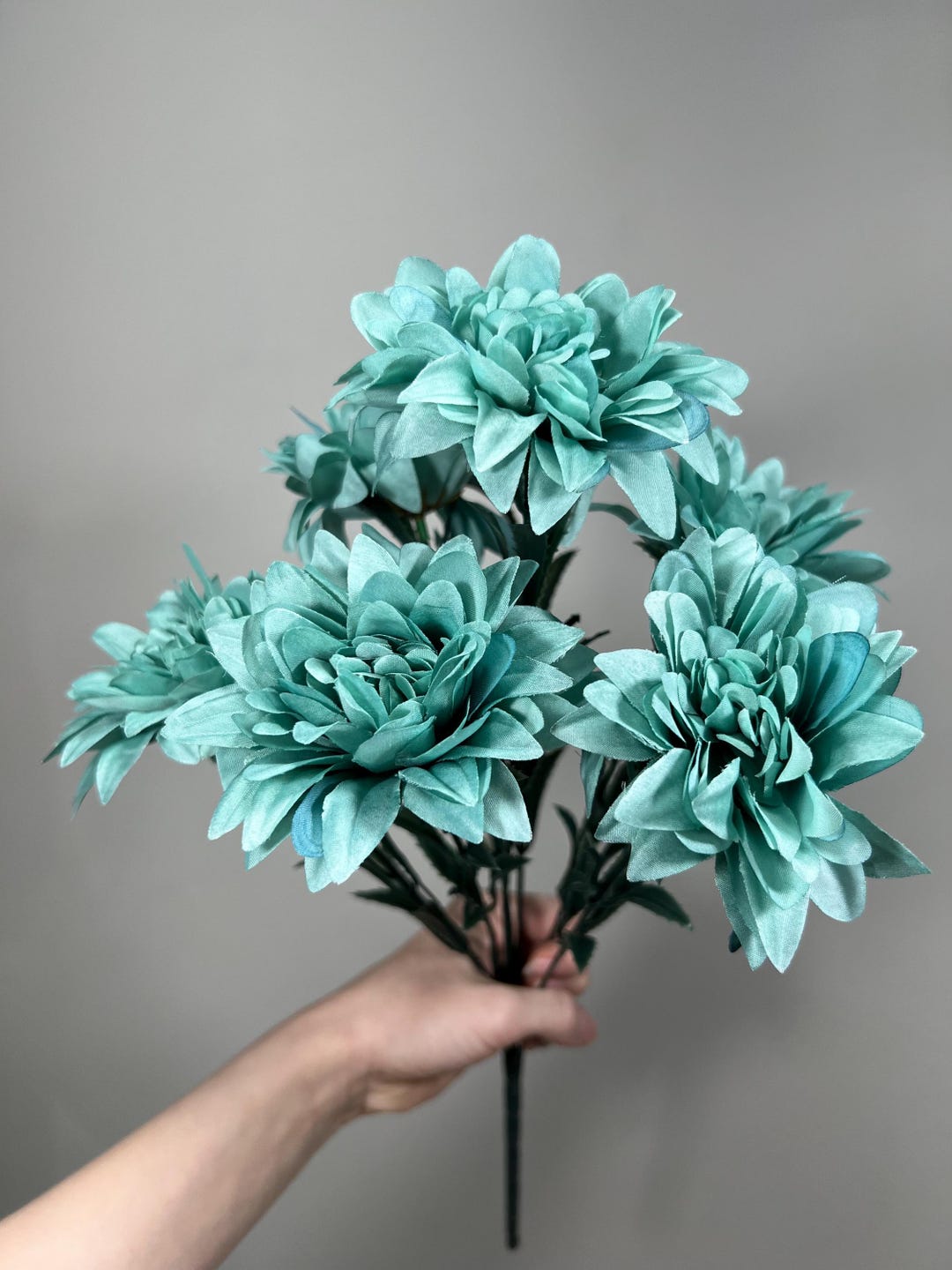 Teal Artificial Flowers Wedding Turquoise Flowers Dahlia Teal Blue ...