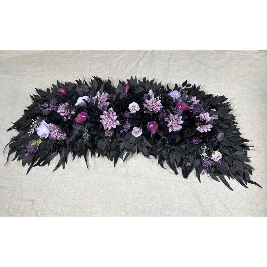 Black Purple Arch Arrangement Wedding Purple Arch Aisle Arrangement ...