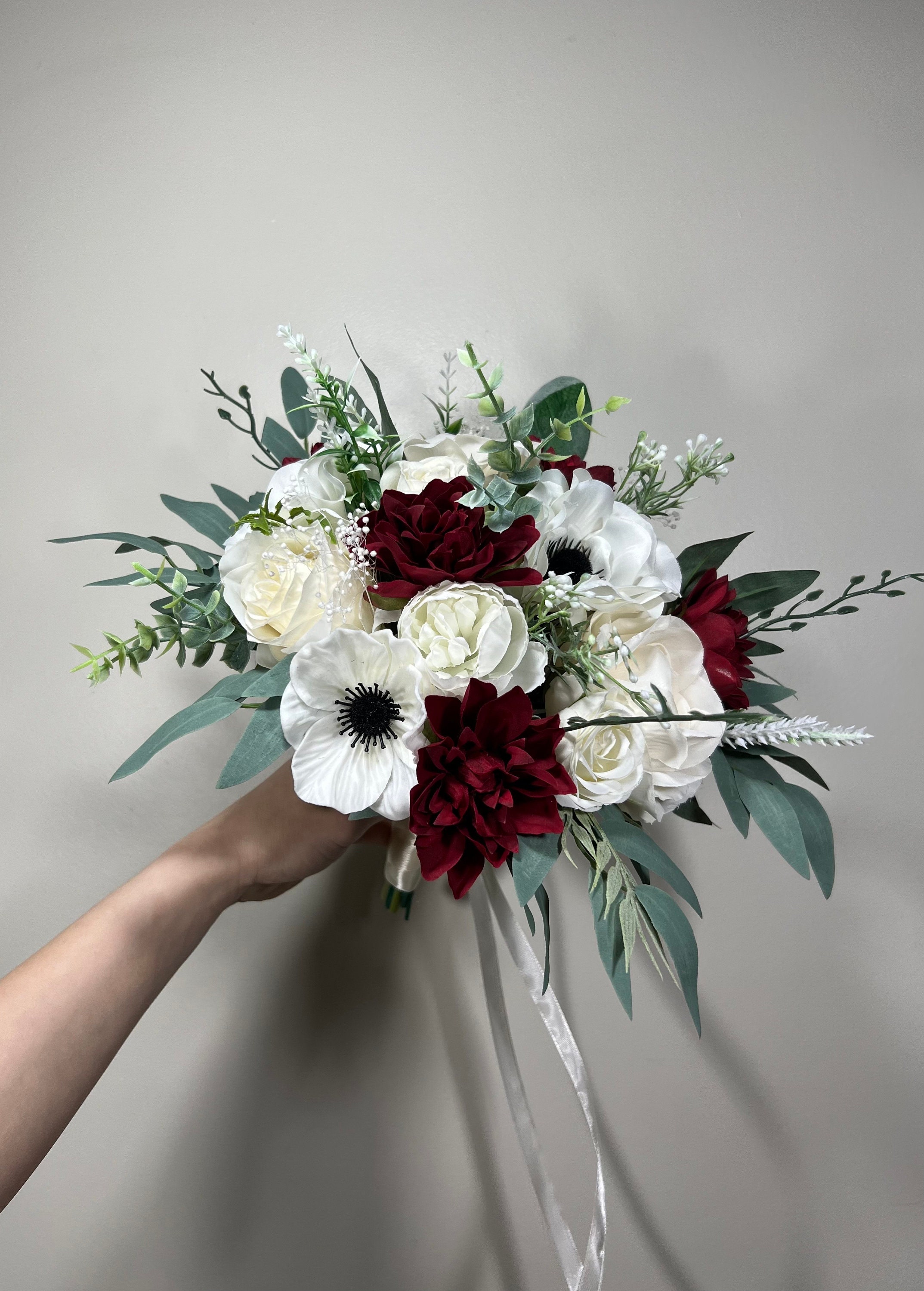 Wedding Bouquet Anemone Bridal Ivory Anemone White Bridesmaids Bouquet ...
