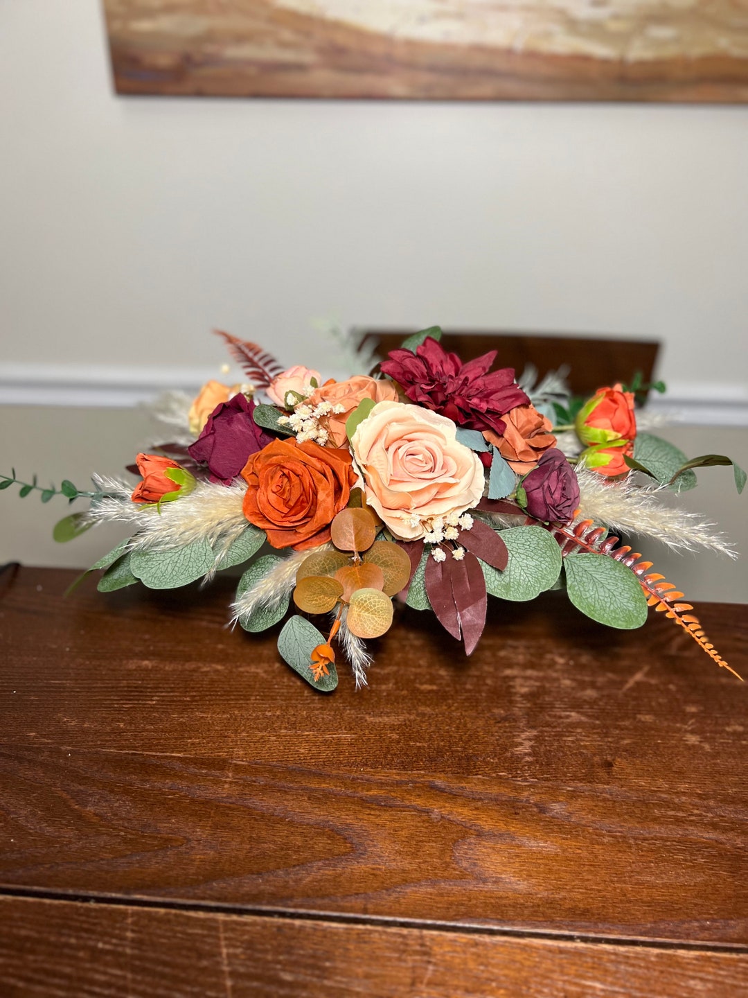 Orange Centerpiece Wedding Terracotta Table Decor Rust Burgundy ...