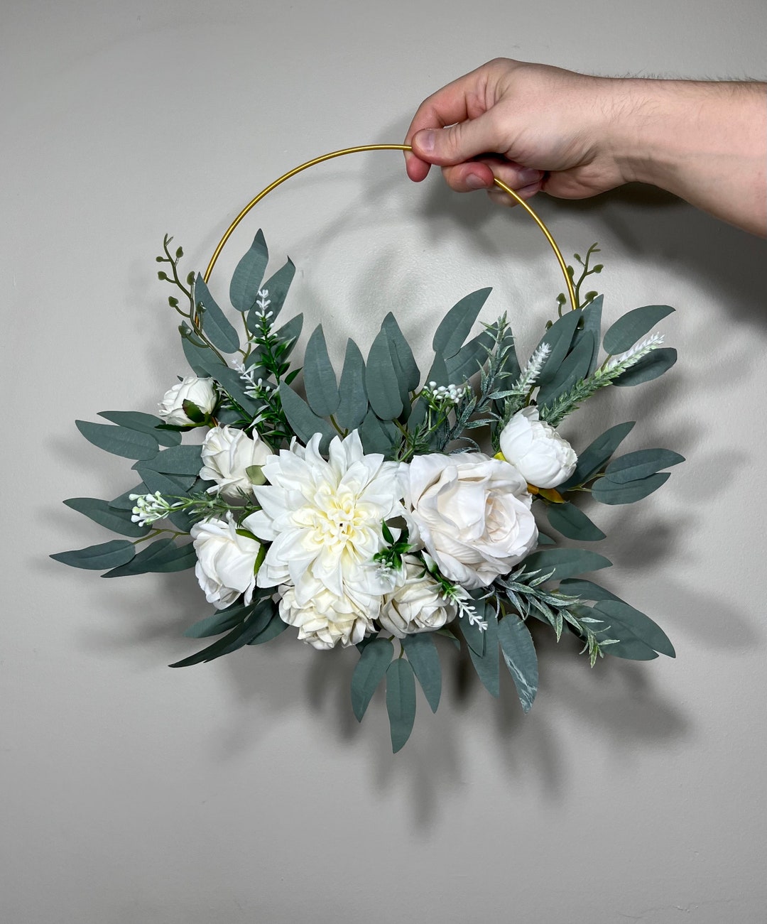 Wedding Hoop White Bridal Ivory Hoop Classic Bridesmaids Ring Wreath ...