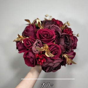 Wedding Burgundy Bouquet Bridal Gold Rustic Bridesmaids Bouquet ...